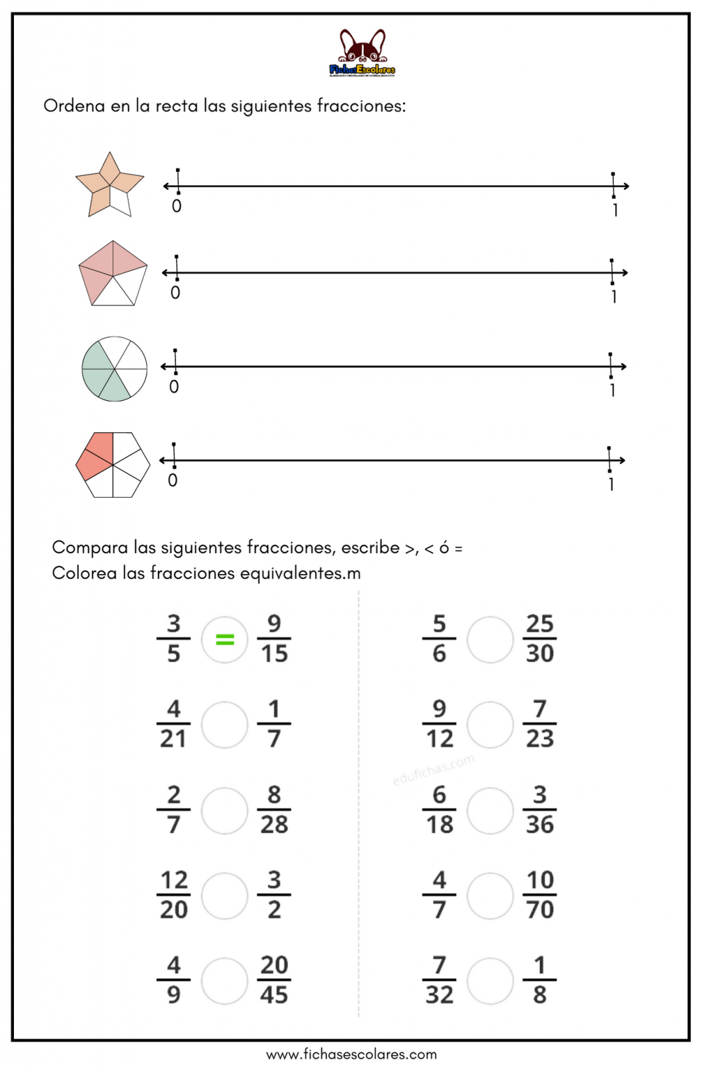 Fracciones ficha para practicar.