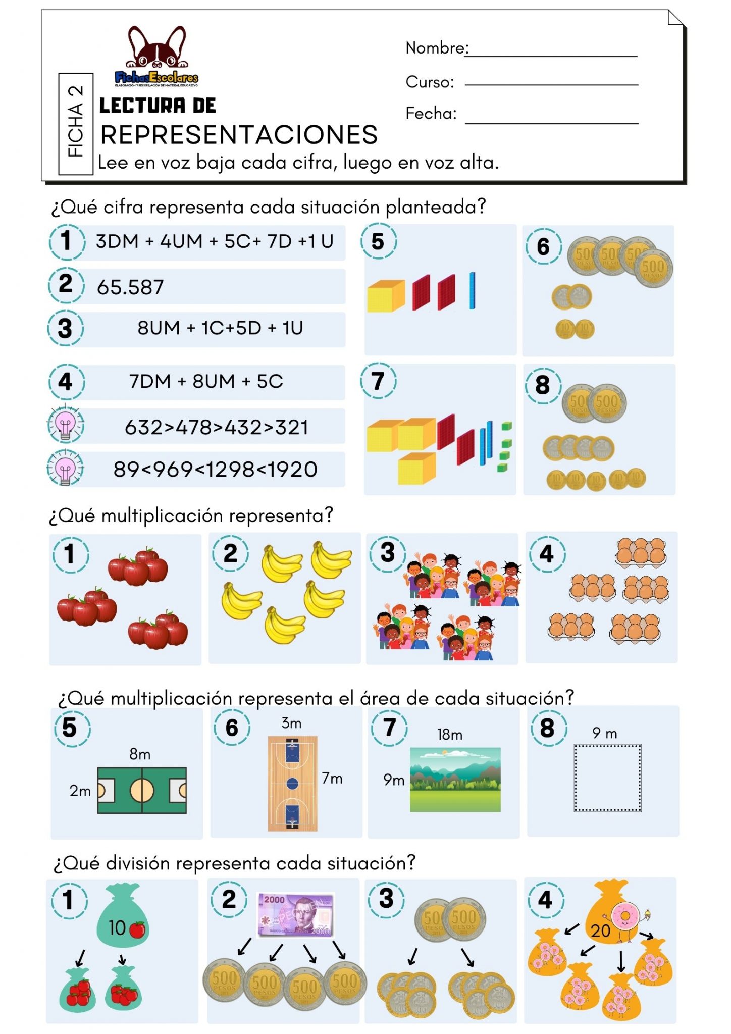Lectura de cifras con representación pictórica 2 – Cuarto básico
