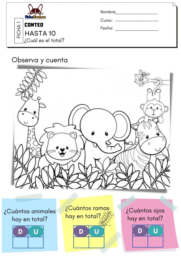 Conteo hasta 10 – Fichas para descargar