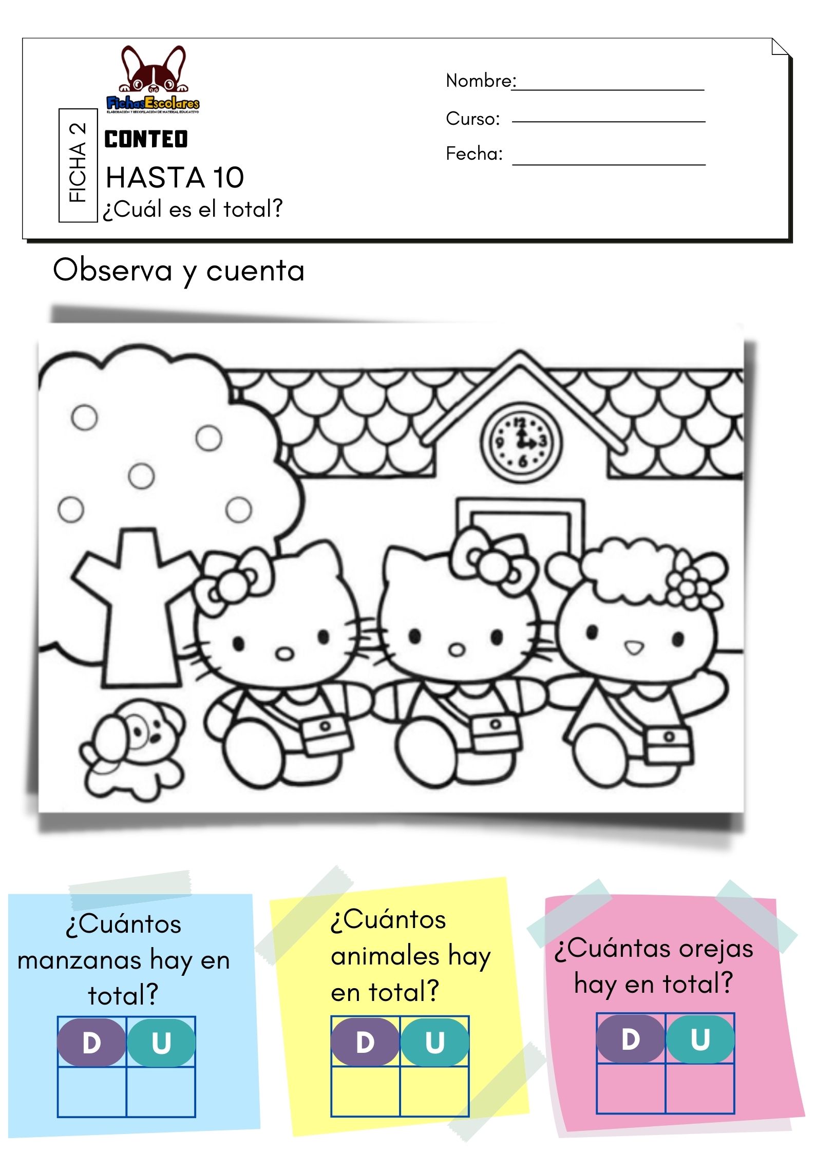 Conteo hasta 10 – Fichas para descargar