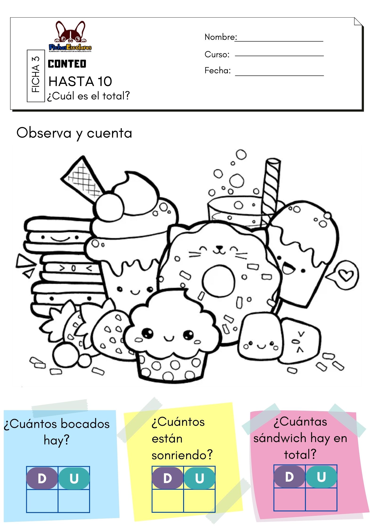 Conteo hasta 10 – Fichas para descargar