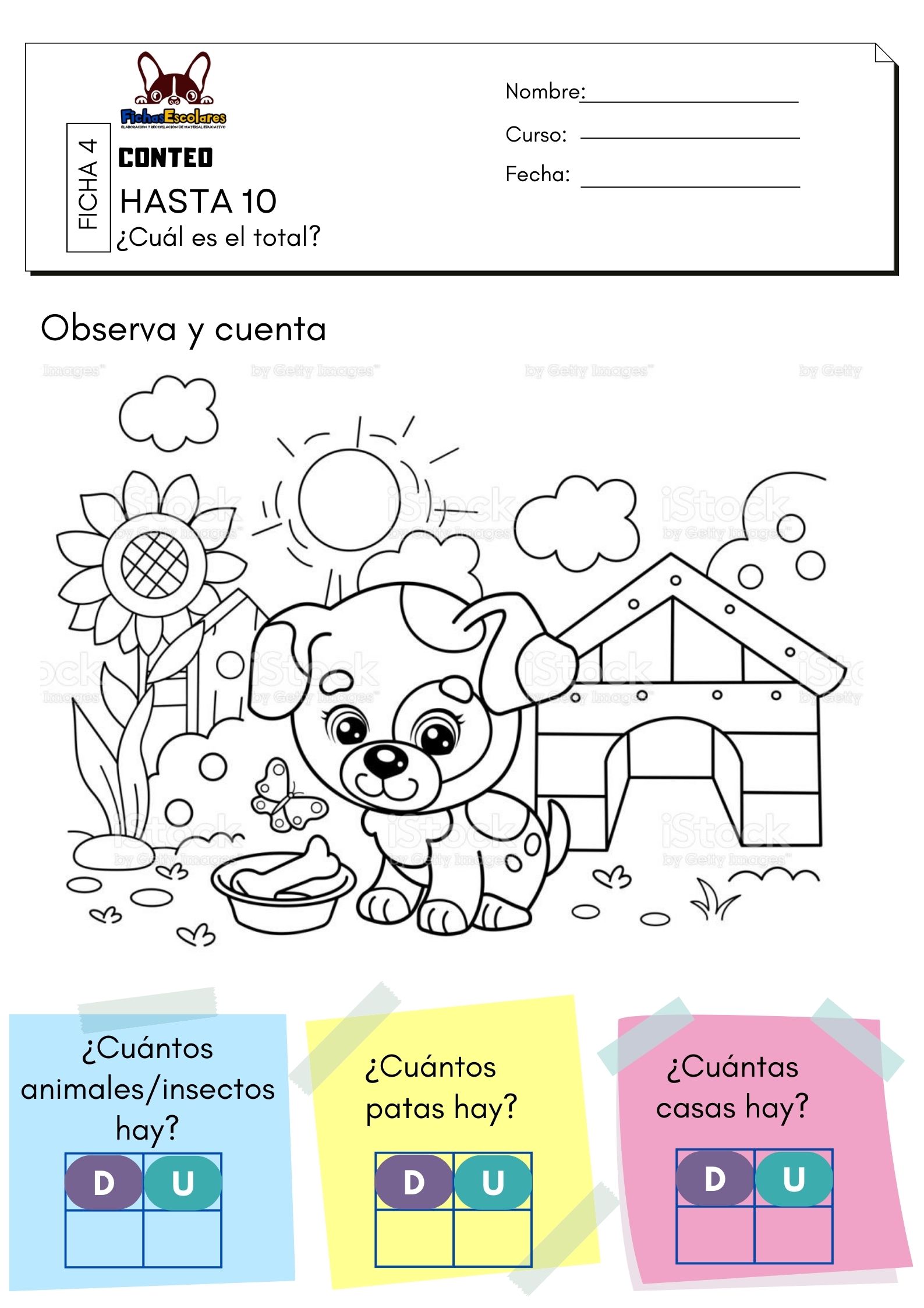 Conteo hasta 10 – Fichas para descargar