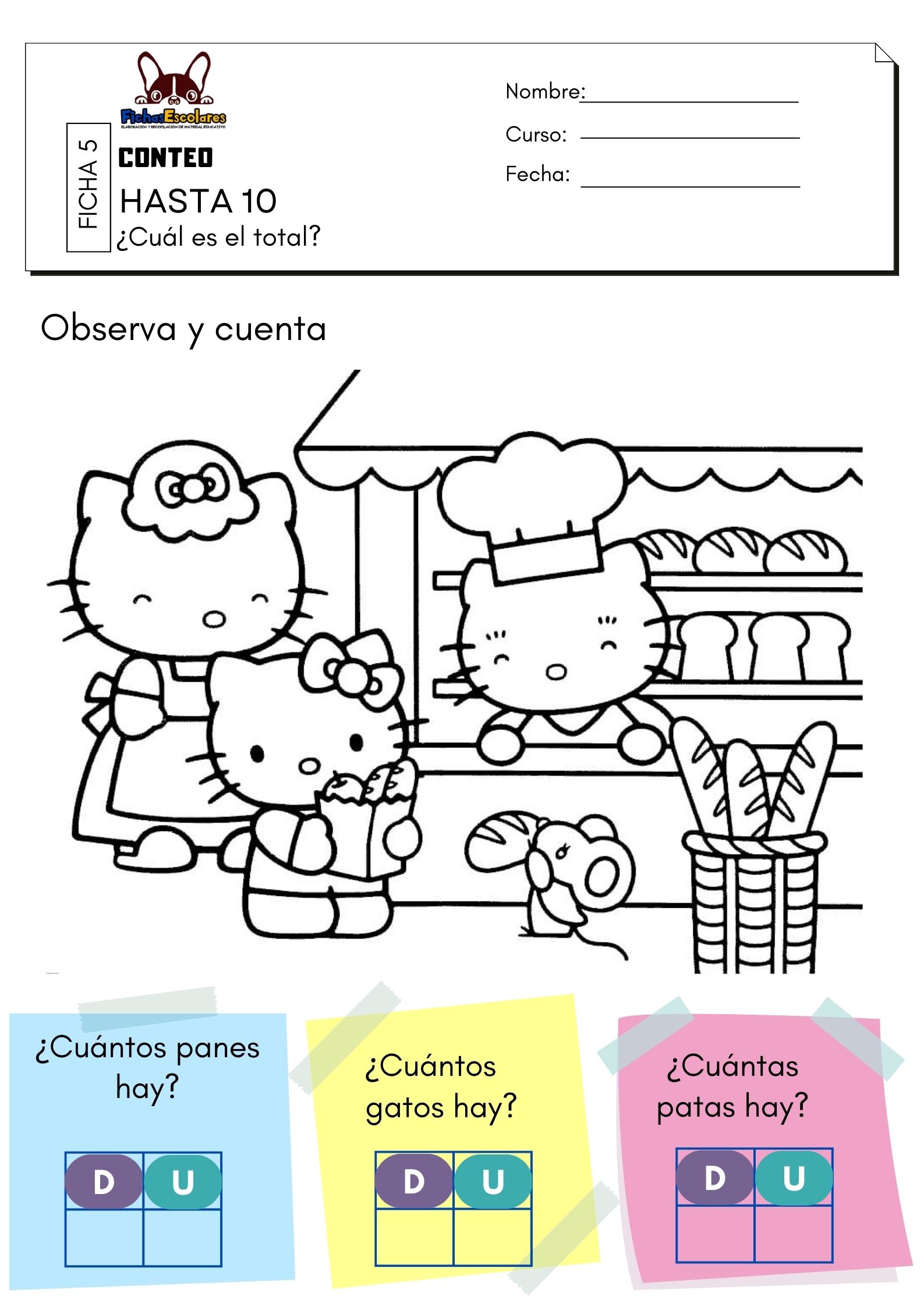 Conteo hasta 10 – Fichas para descargar